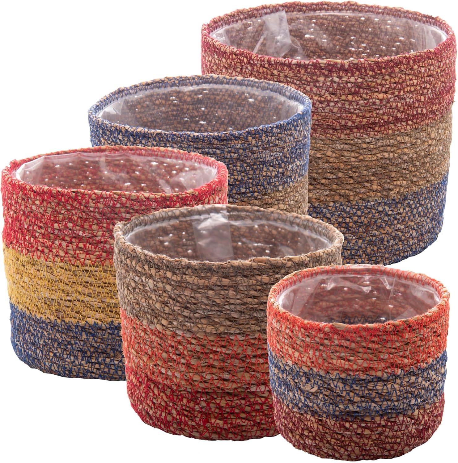 WOLFF - Conjunto 5 Cachepots De Fibra Natural Com Forro De Plástico ...